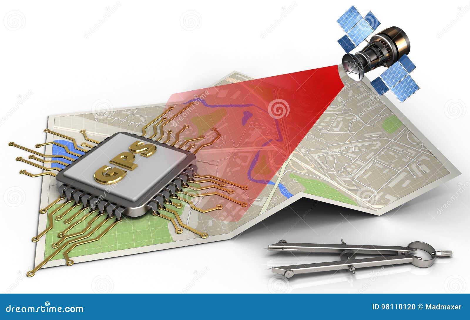 3d gps chip stock illustration. Illustration of paper - 98110120