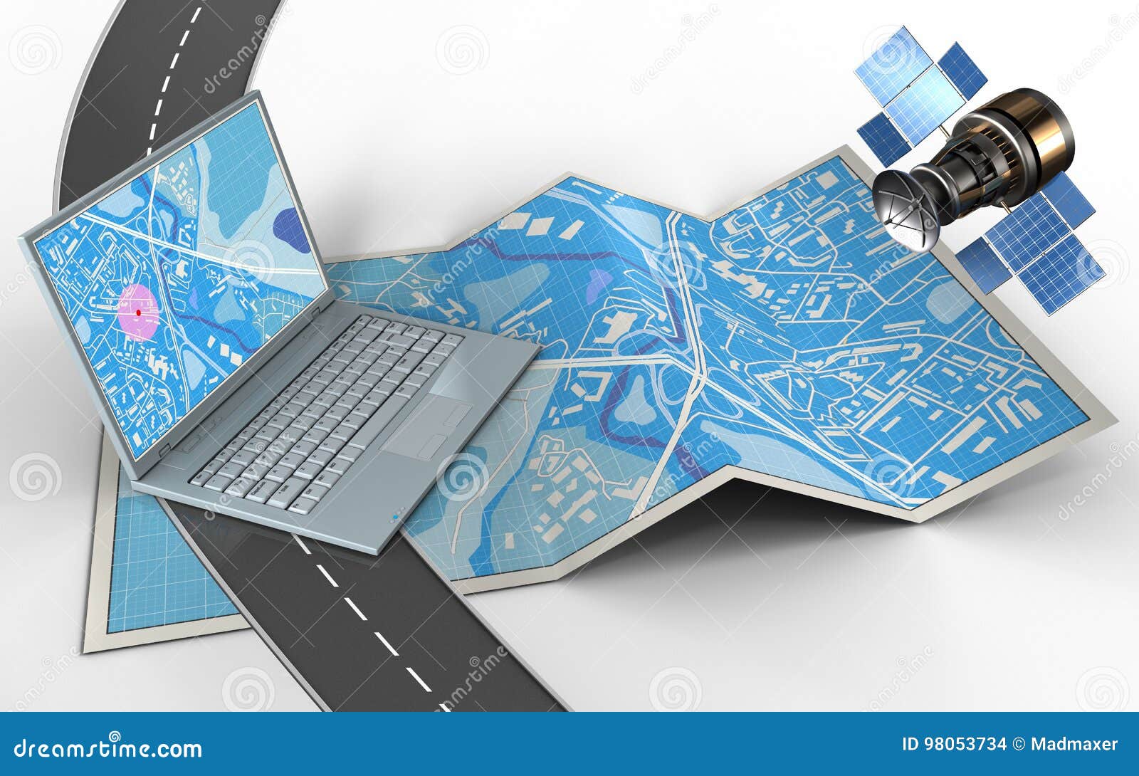 3d gps satellite stock illustration. Illustration of location - 98053734