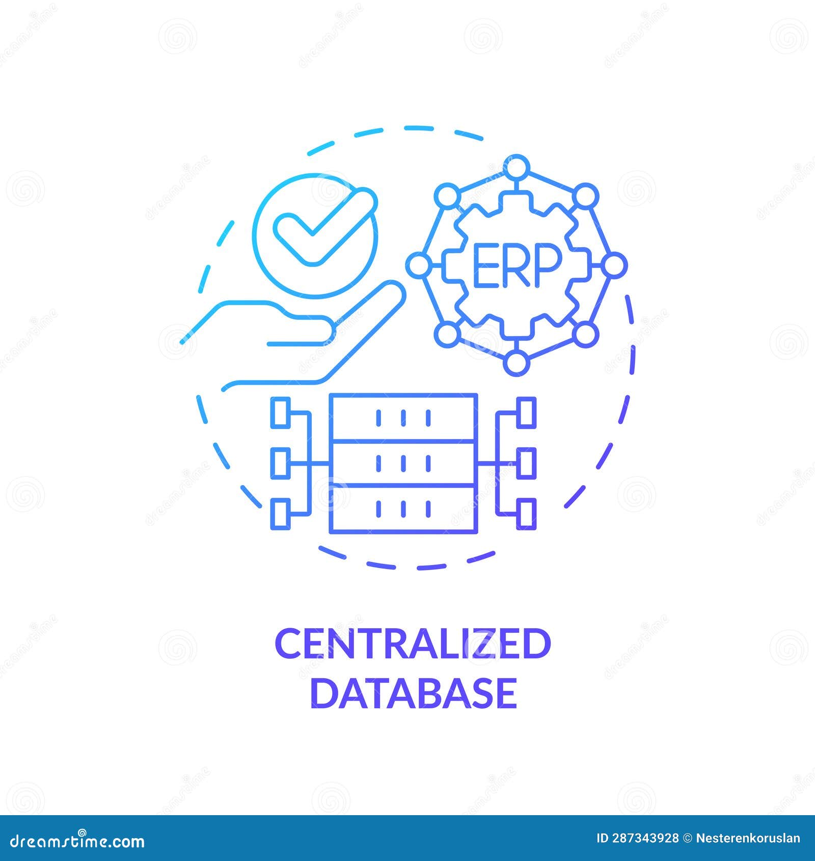 2D Gradient Centralized Database Line Icon Concept Stock Vector ...