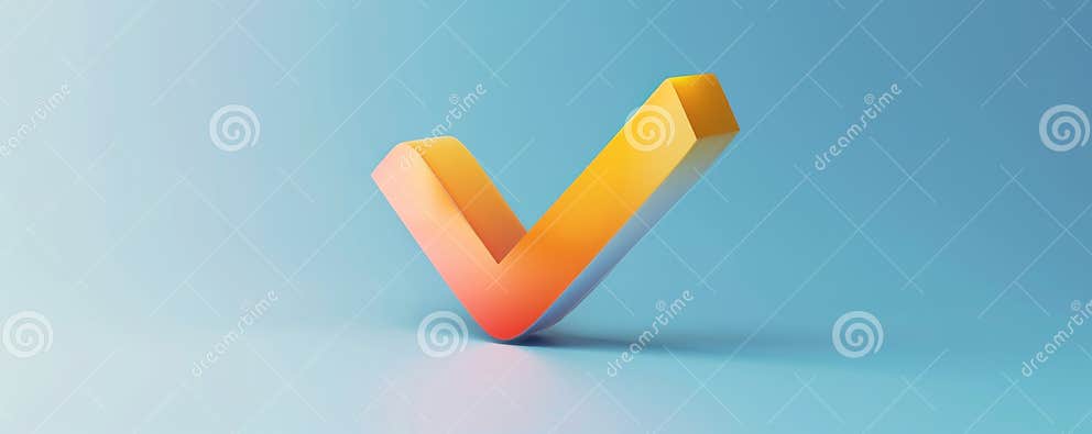 3d Gradient Check Mark on Blue Background Stock Photo - Image of simple ...