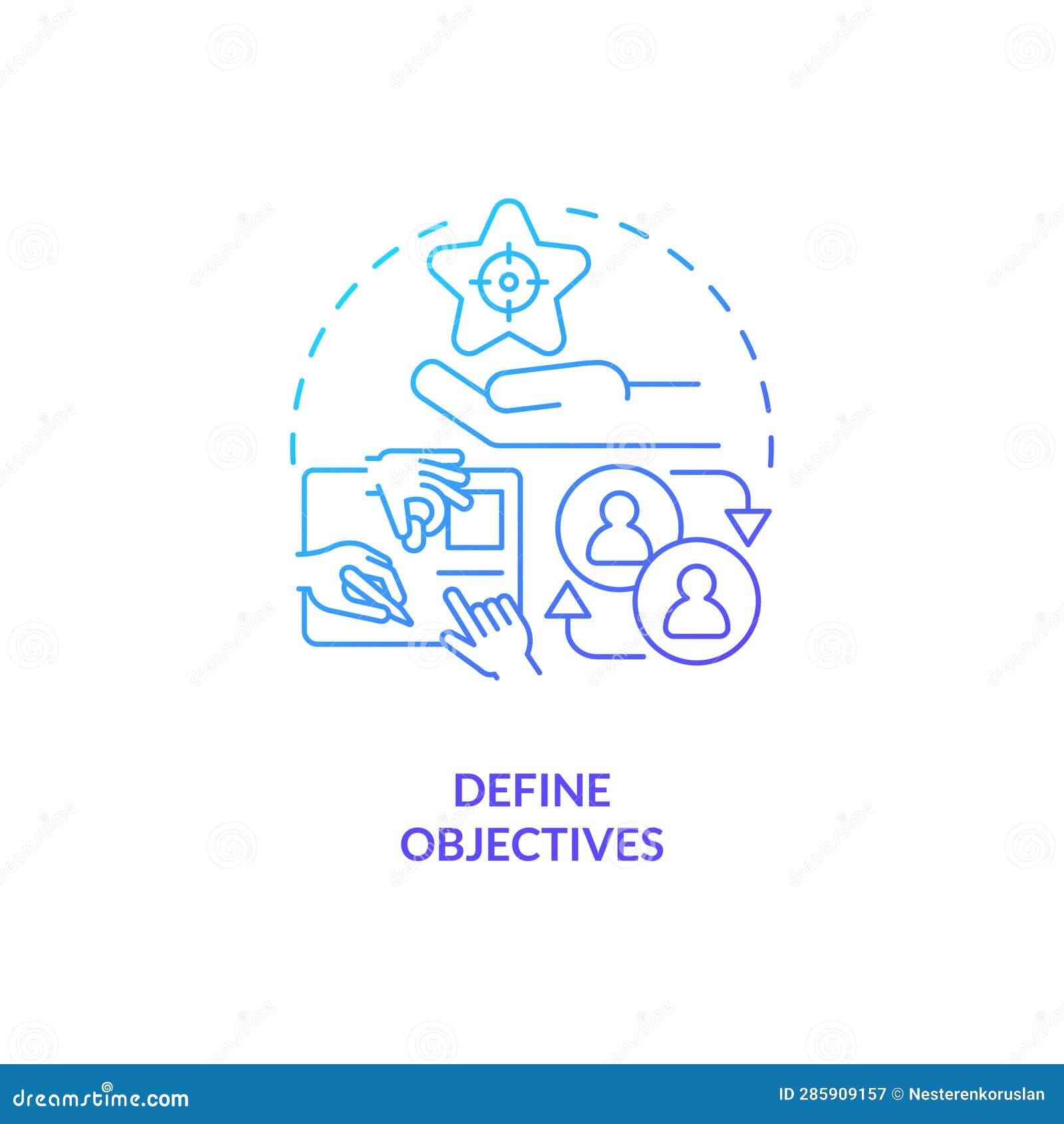 2d Gradient Define Objectives Linear Icon Concept Stock Illustration