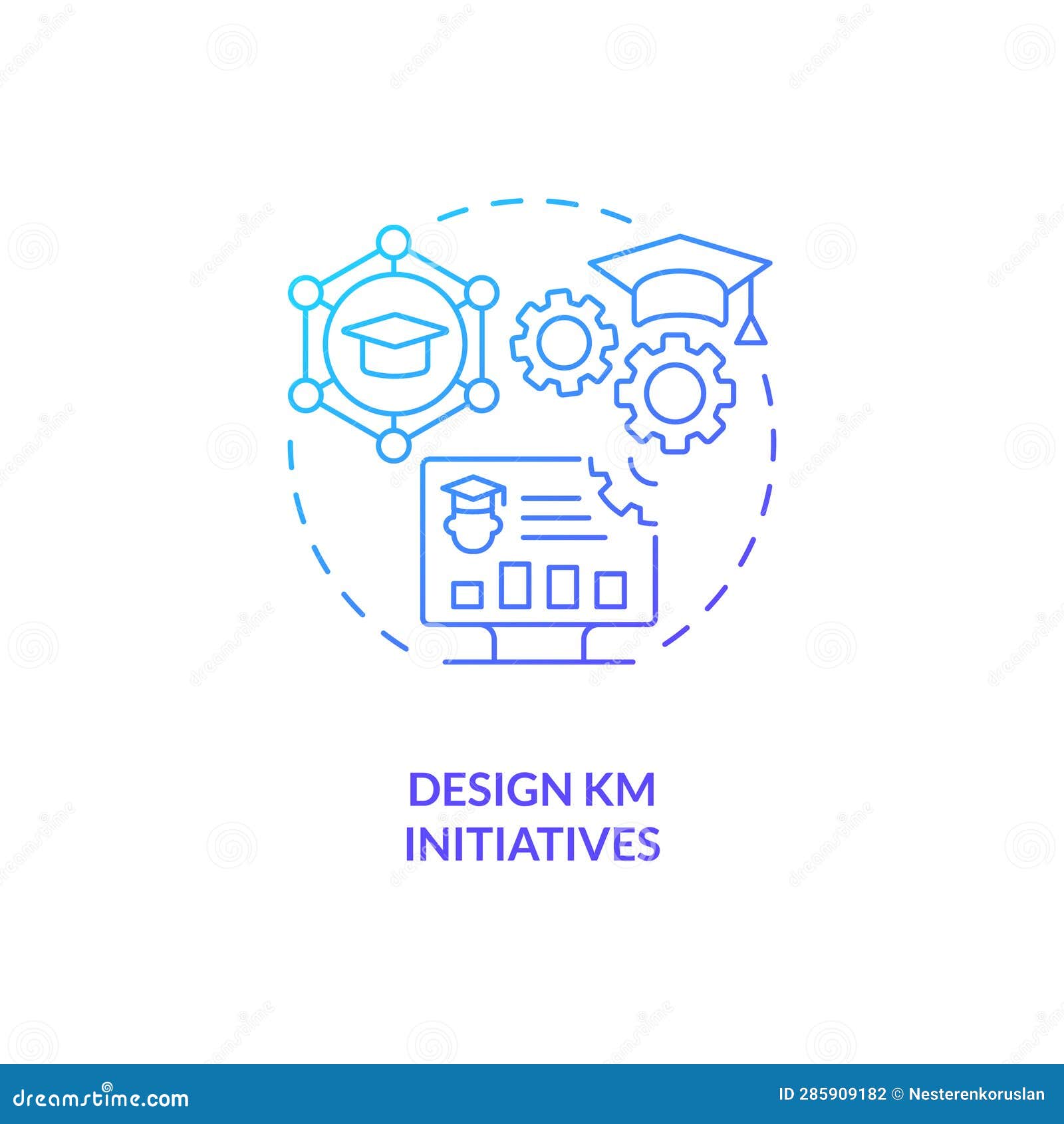 2D Gradient Design KM Initiatives Linear Icon Concept Stock Vector - Illustration of initiative ...