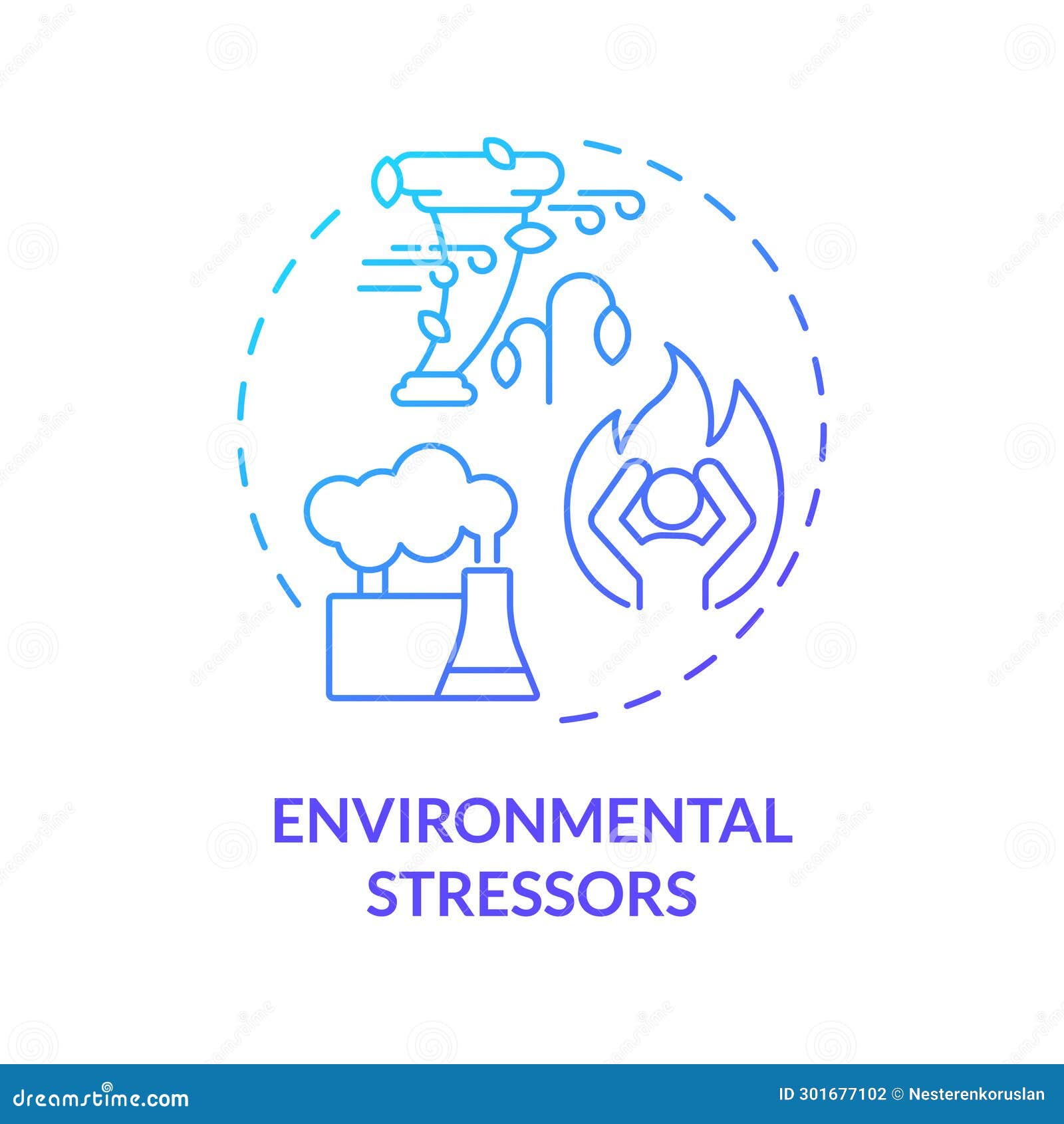 Thin Line Gradient Environmental Stressors Icon Concept Stock Vector ...
