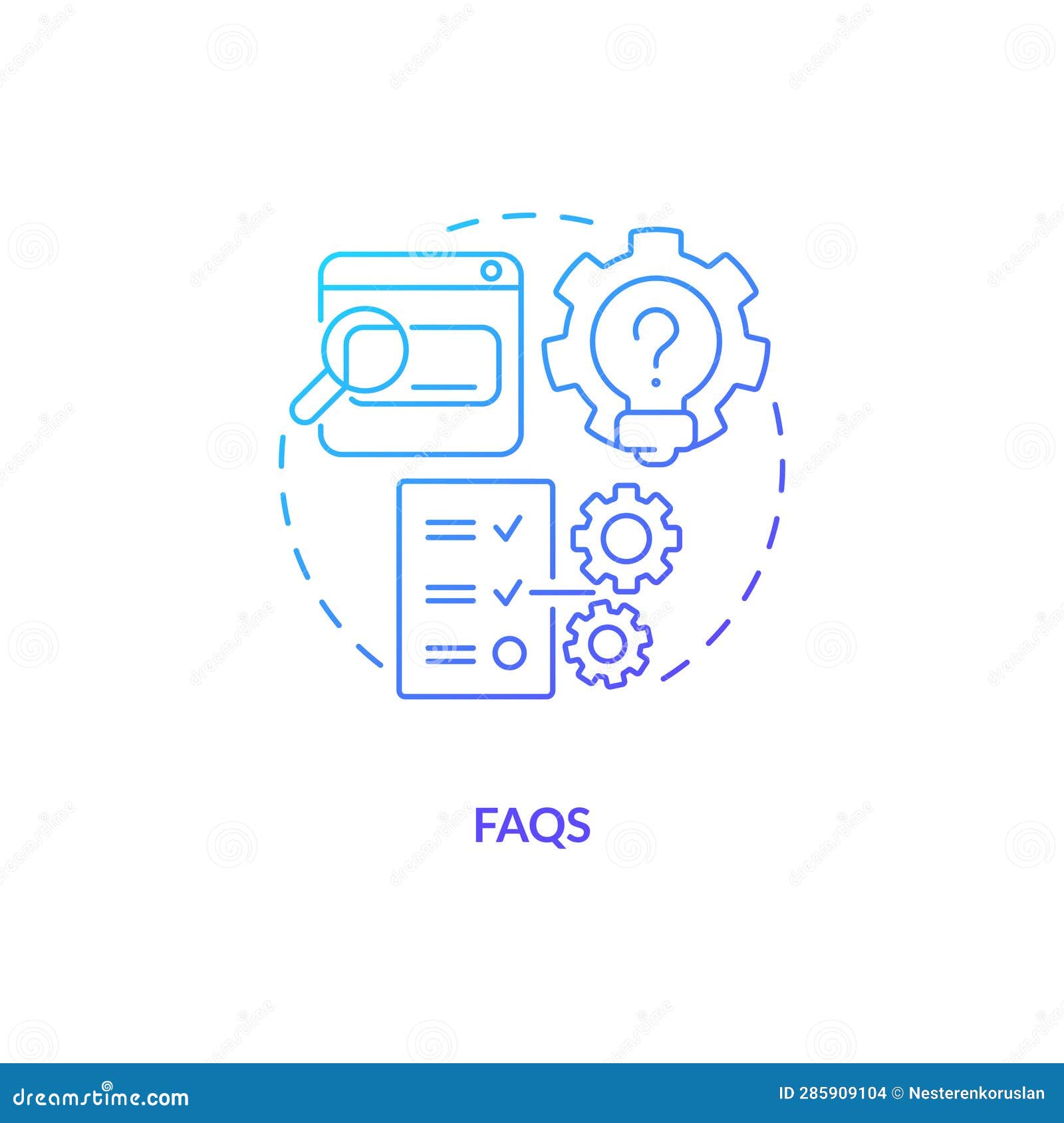 2D Gradient FAQs Linear Icon Concept Stock Illustration - Illustration ...