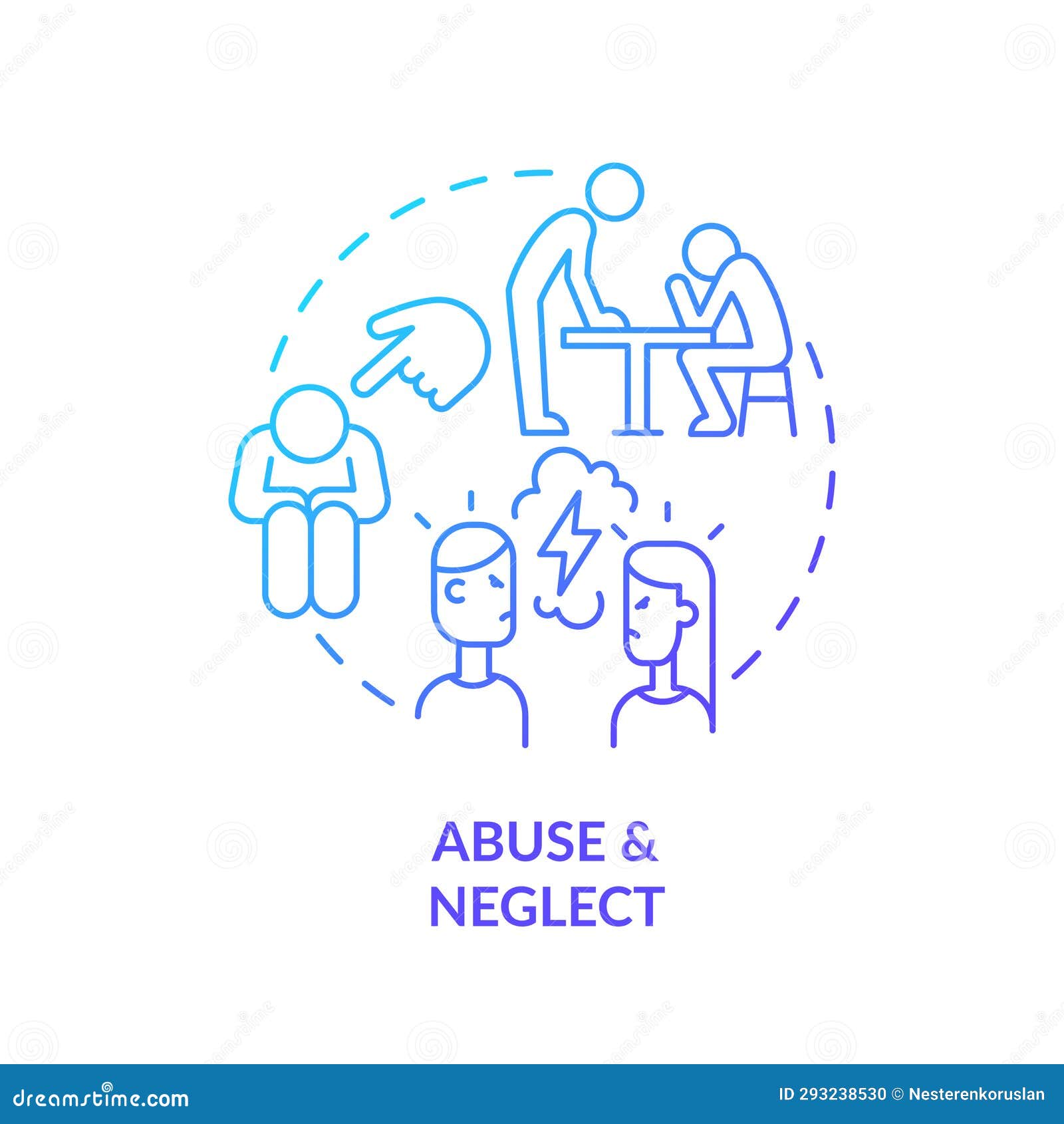 2D Gradient Icon Abuse and Neglect Concept Stock Vector - Illustration ...