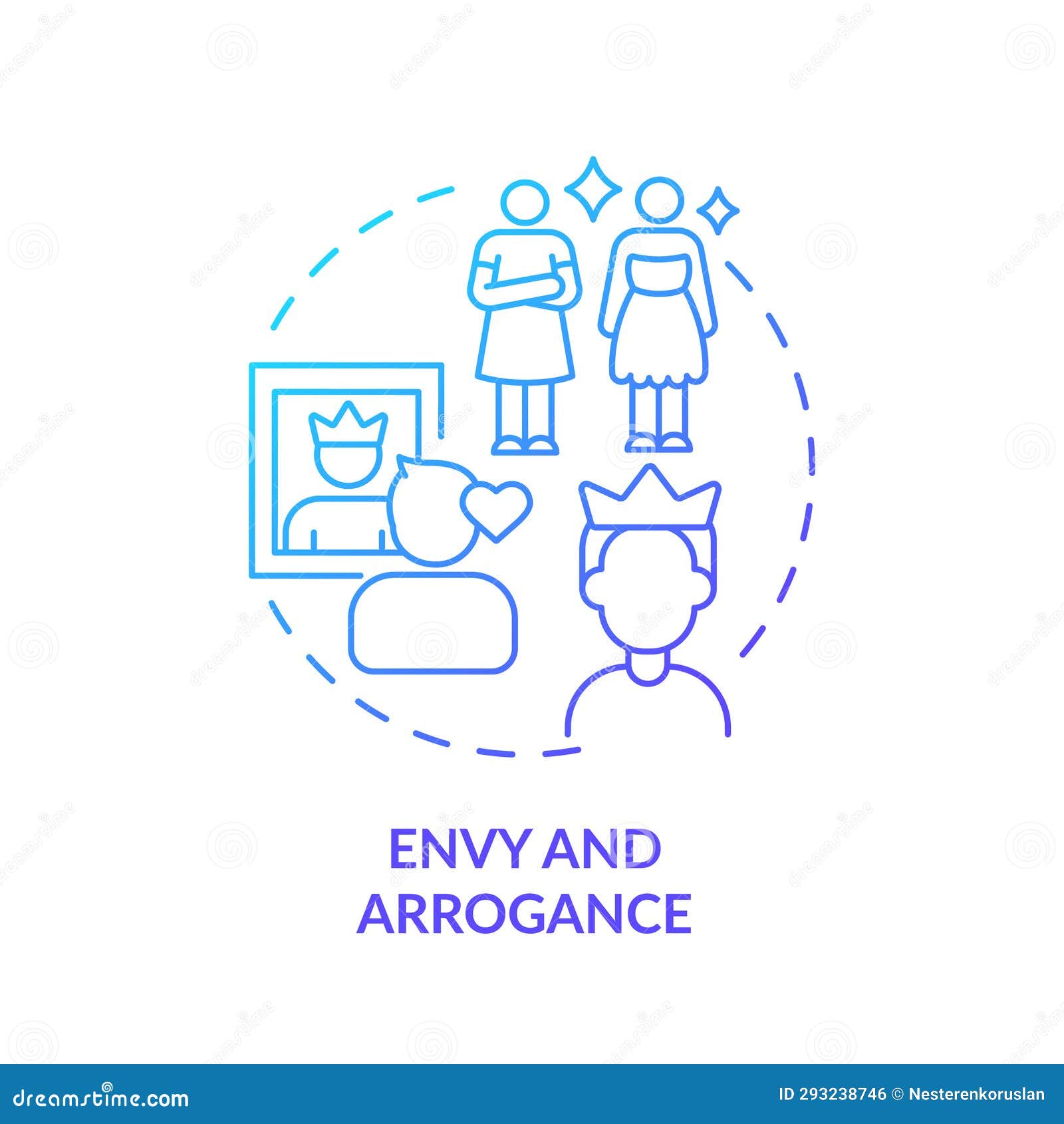 2D Gradient Icon Envy and Arrogance Concept Stock Illustration ...