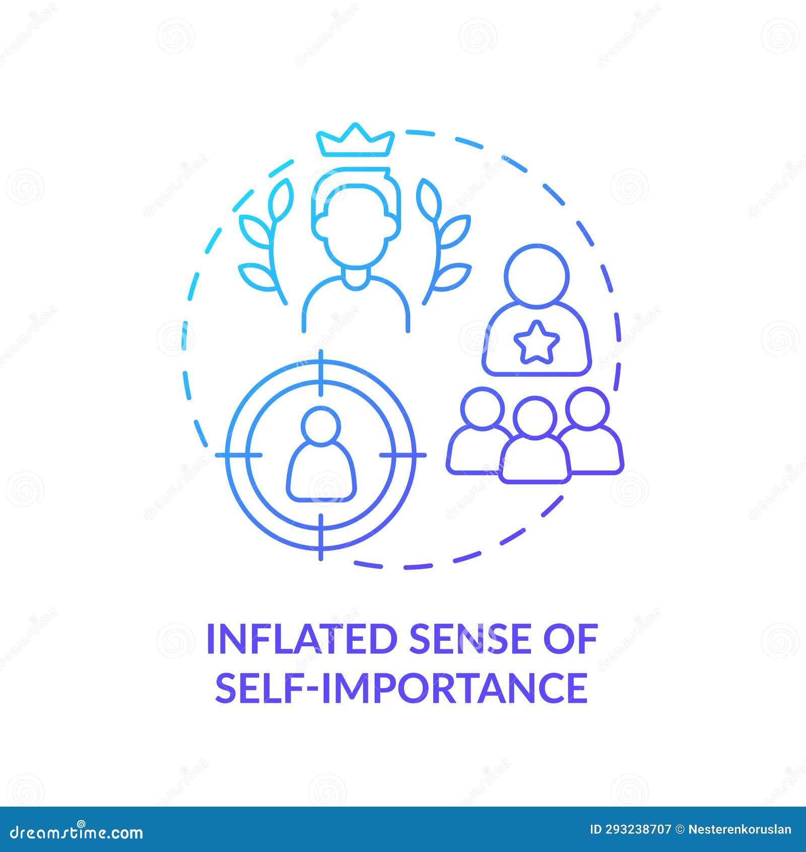 2D Gradient Icon Inflated Sense of Self Importance Concept Stock Vector ...