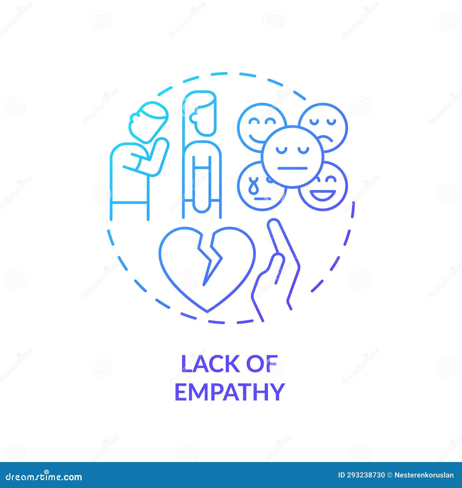 2D Gradient Icon Lack of Empathy Concept Stock Illustration ...