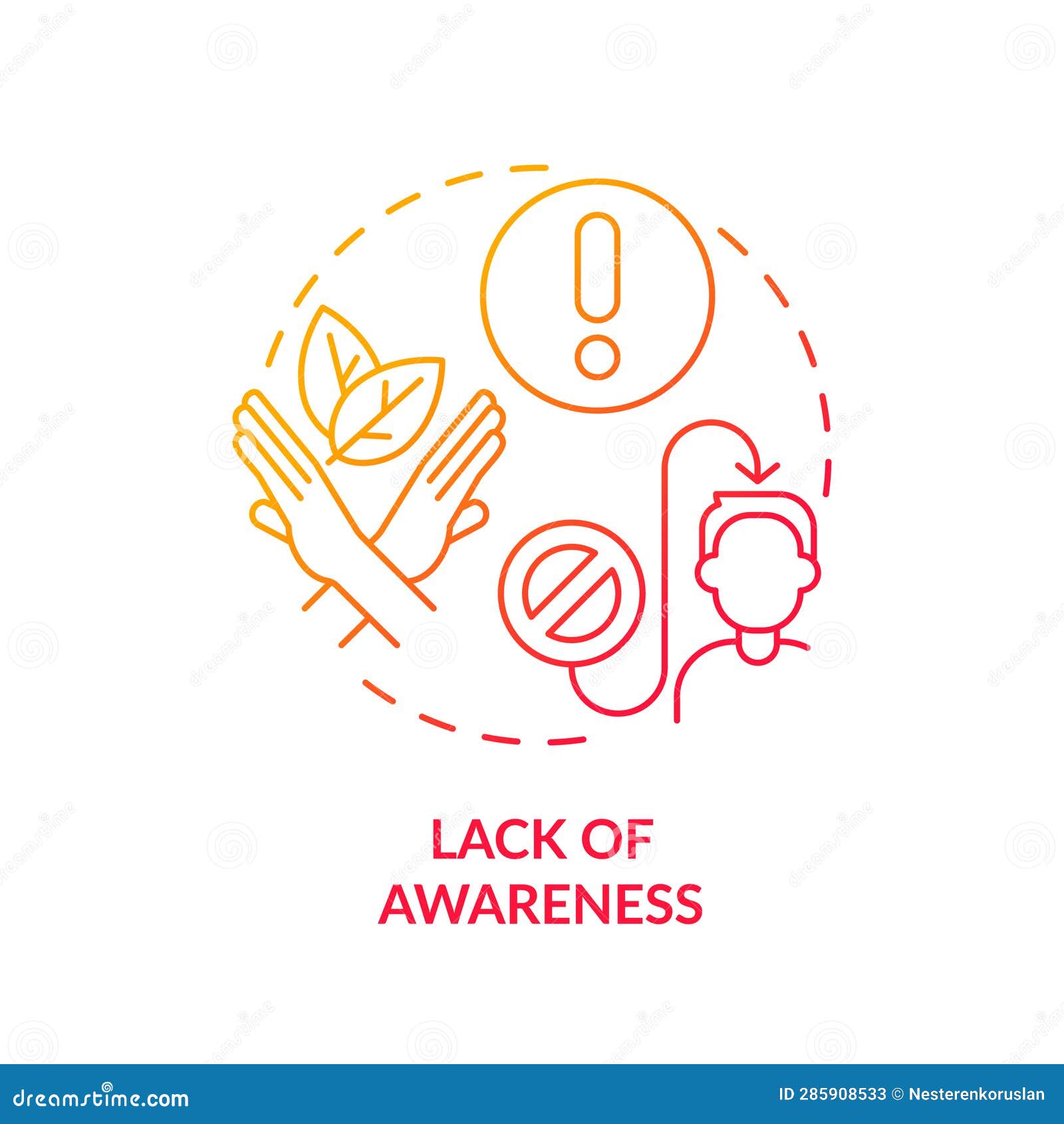 2D Gradient Lack of Awareness Line Icon Concept Stock Vector ...