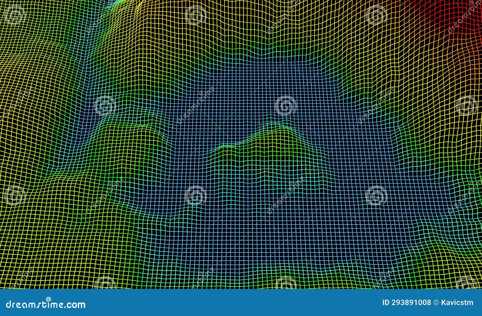 3D Gradient Neon Grid Terrain Stock Illustration - Illustration of ...
