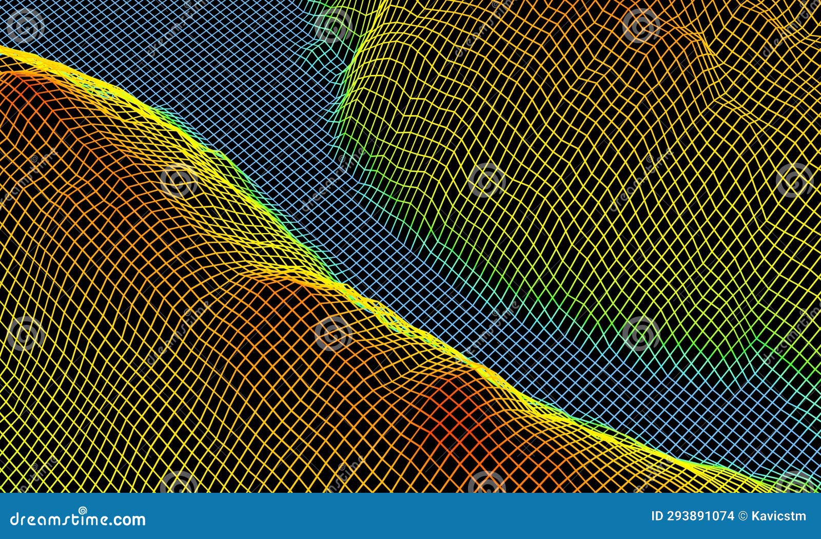 3D Gradient Neon Grid Terrain Stock Illustration - Illustration of ...