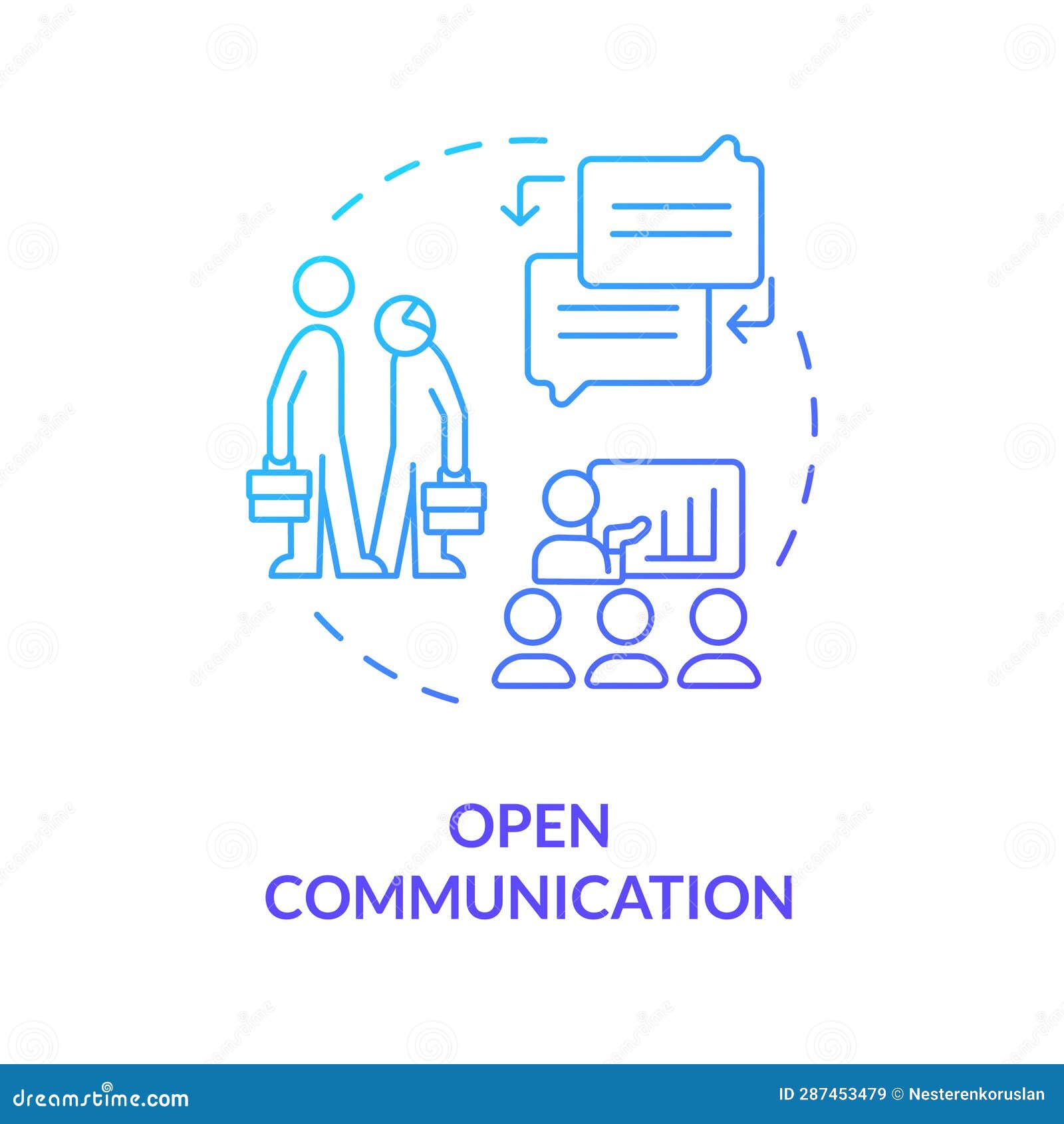 2D Gradient Open Communication Thin Line Concept Stock Illustration ...