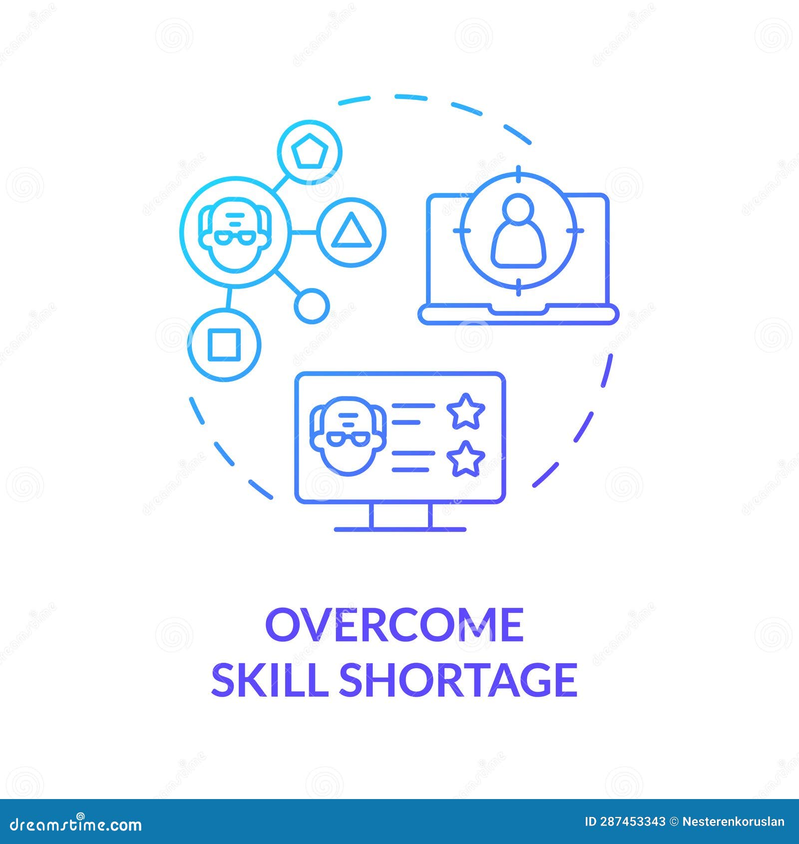 2D Gradient Overcome Skill Shortage Thin Line Concept Stock Vector ...
