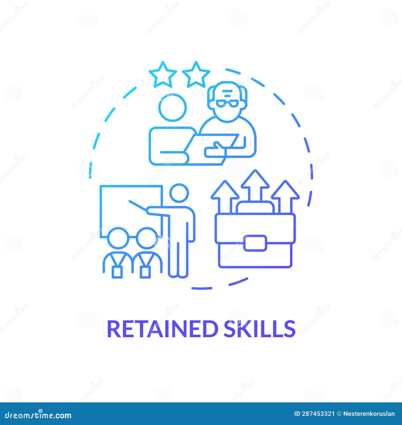 2D Gradient Retained Skills Thin Line Concept Stock Illustration ...