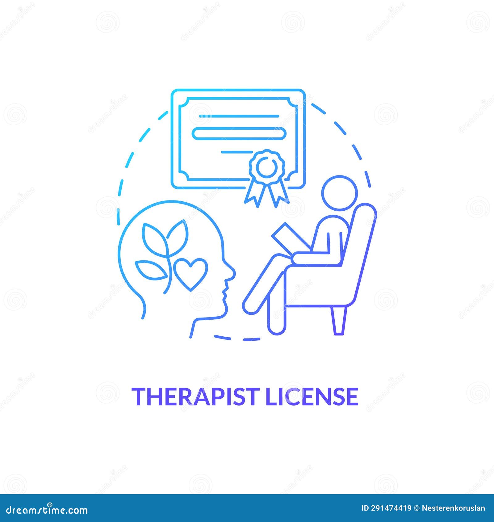 2D Gradient Therapist License Linear Icon Concept Stock Vector - Illustration of degree, color ...