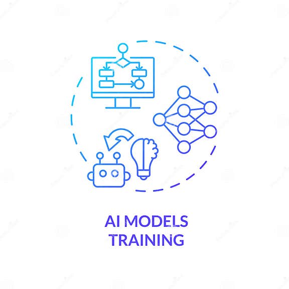 2D Gradient Thin Line Icon AI Models Training Concept Stock ...