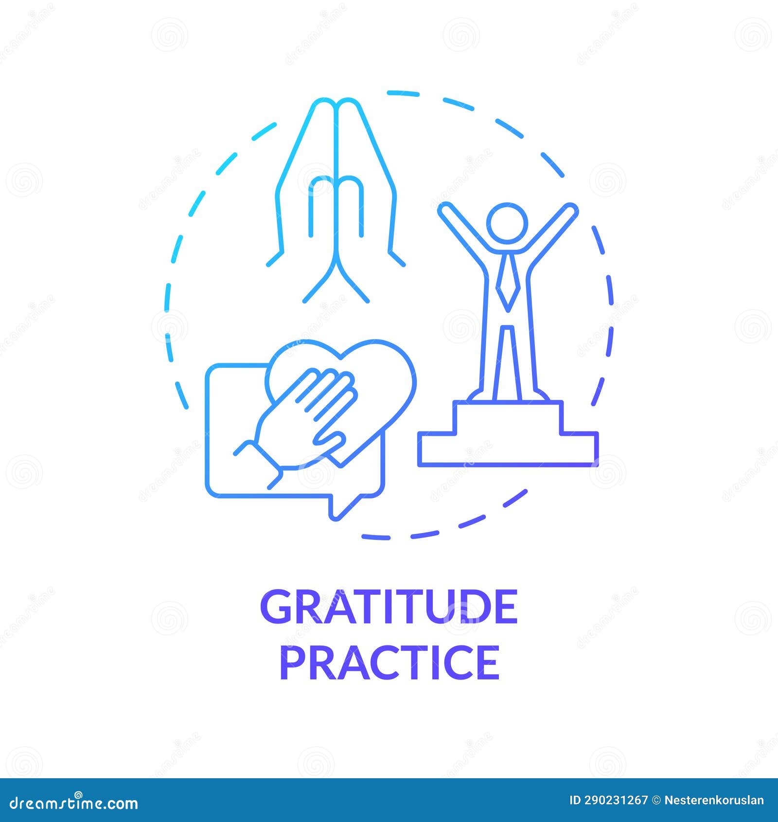 2D Gradient Thin Line Icon Gratitude Practice Concept Stock ...