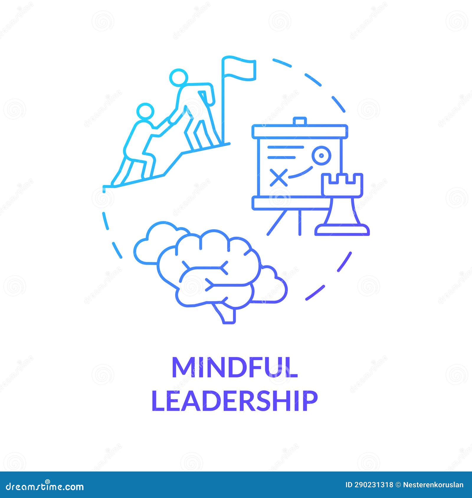 2D Gradient Thin Line Icon Mindful Leadership Concept Stock ...