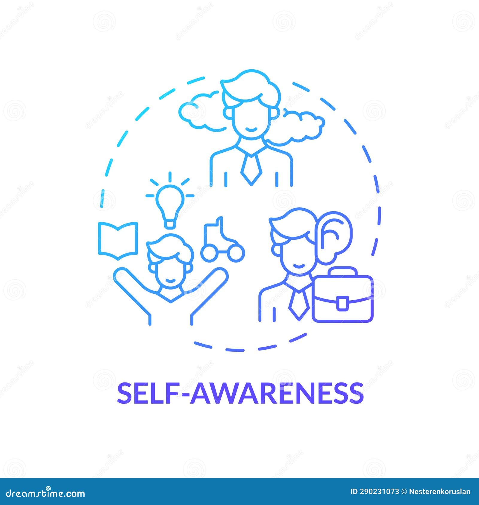 2D Gradient Thin Line Icon Self Awareness Concept Stock Illustration - Illustration of flat ...