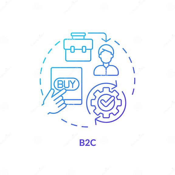 2D Gradient Thin Linear Icon B2C Concept Stock Illustration ...