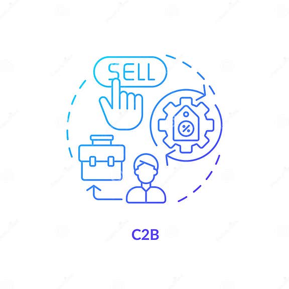 2D Gradient Thin Linear Icon C2B Concept Stock Illustration ...