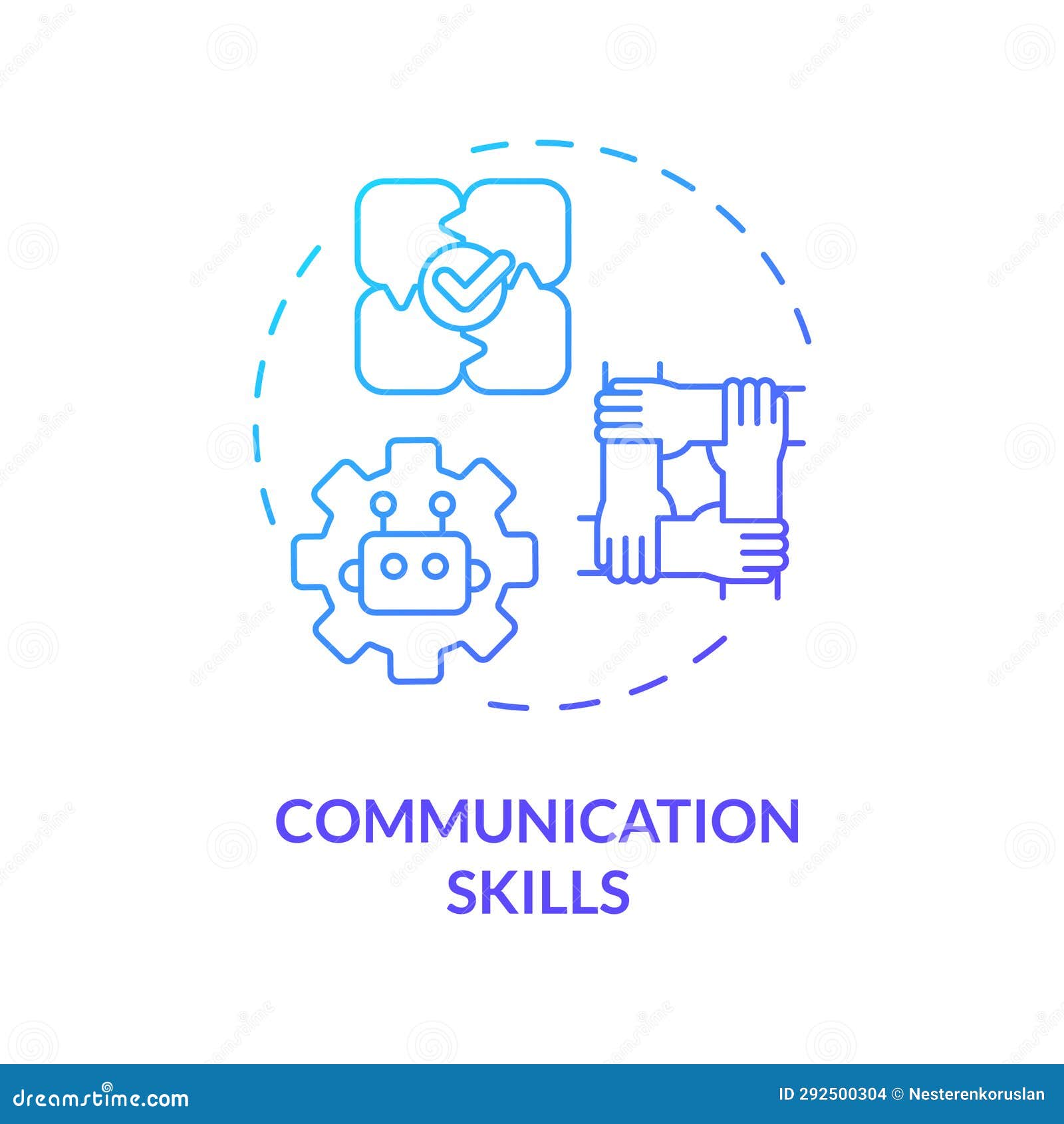 2D Gradient Thin Linear Icon Communication Skills Concept Stock ...