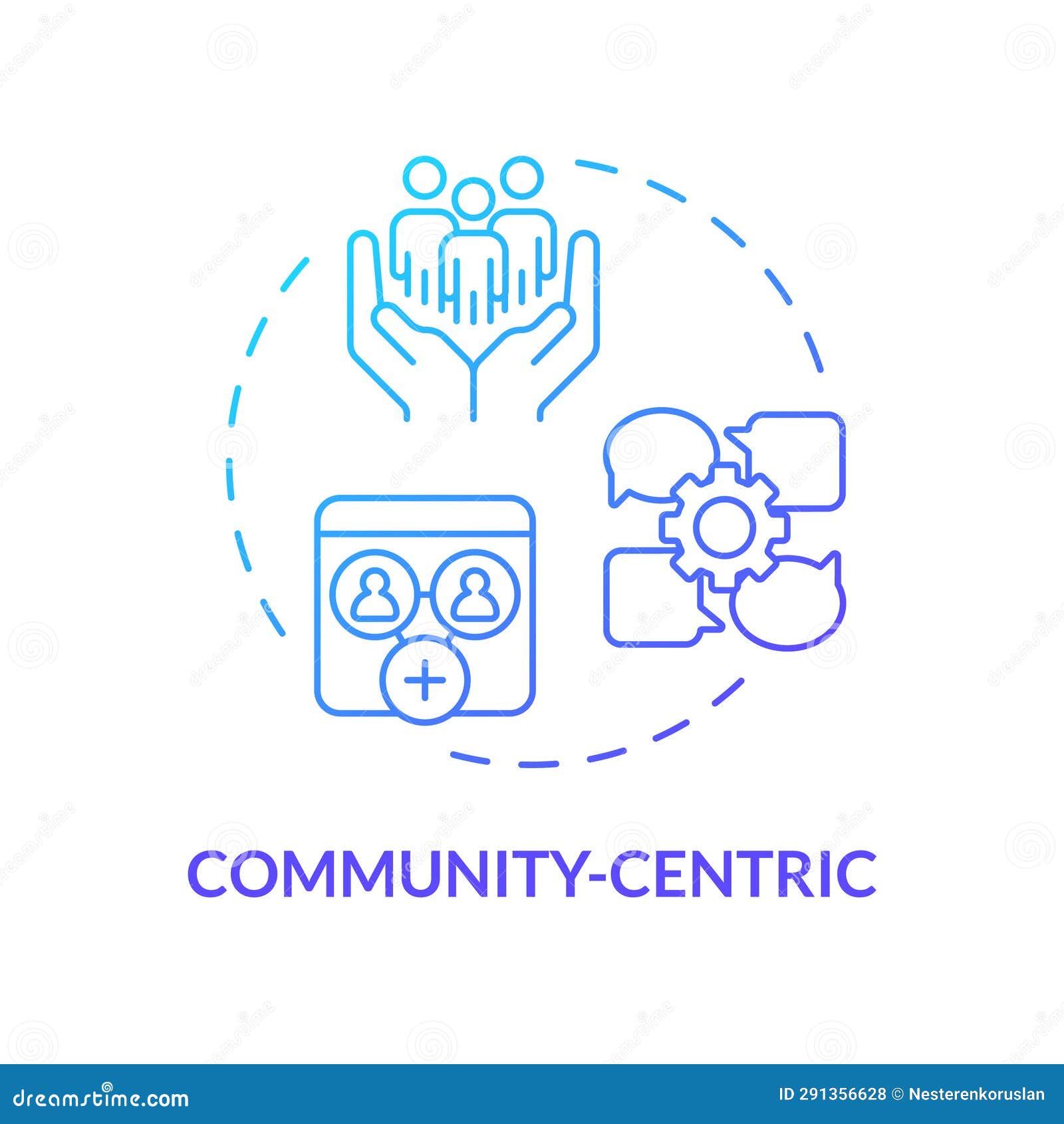 2D Gradient Thin Linear Icon Community Centric Concept Stock ...