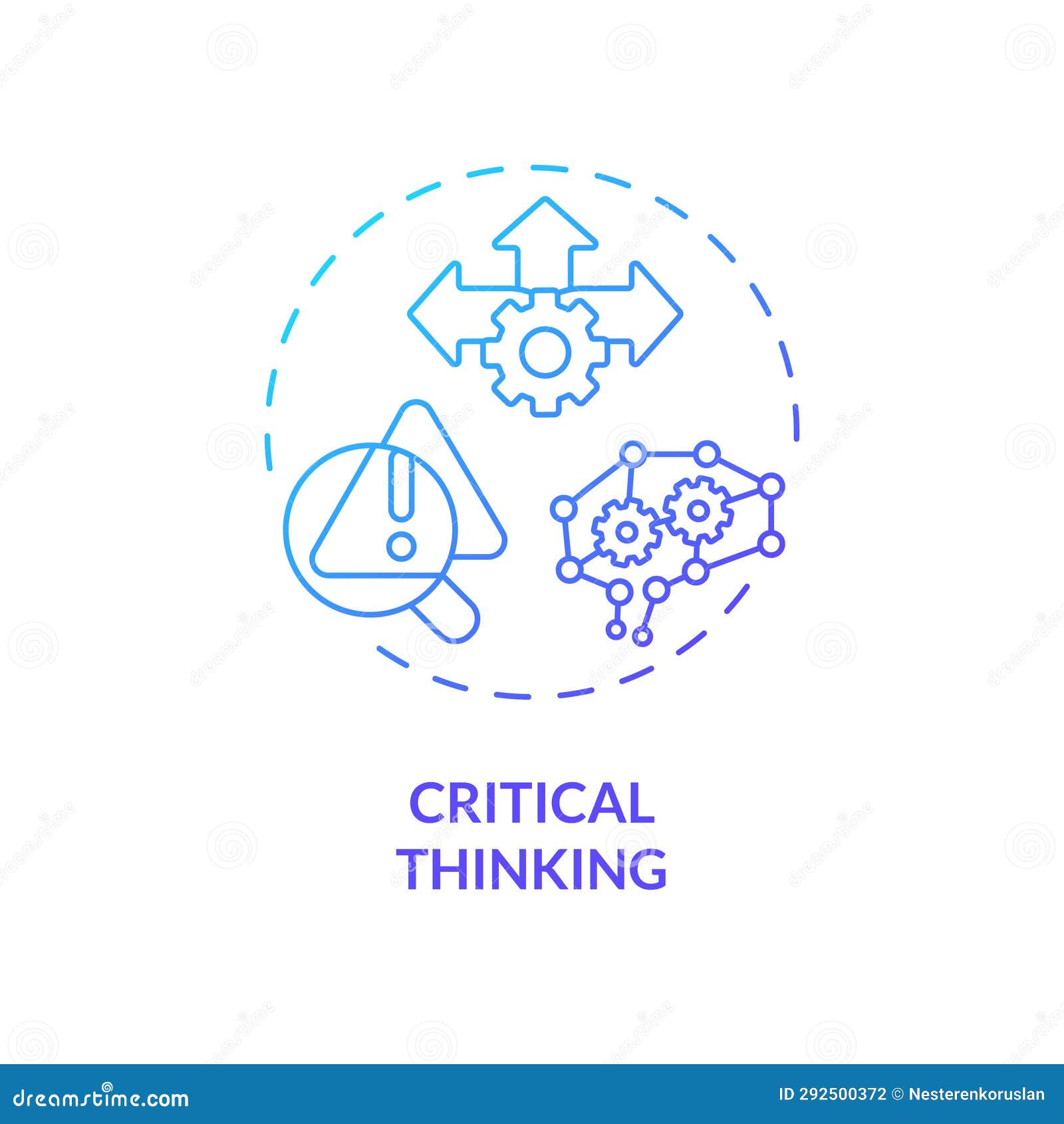 2D Gradient Thin Linear Icon Critical Thinking Concept Stock ...