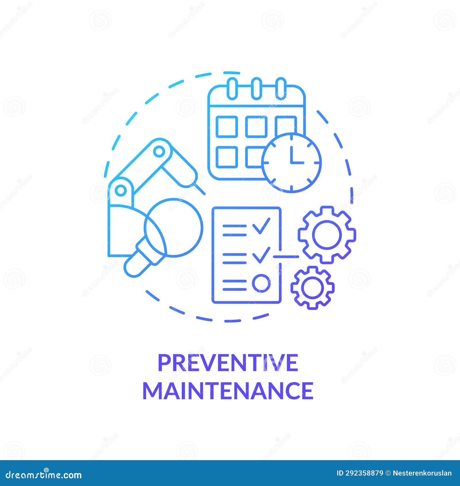 2D Gradient Thin Linear Icon Preventive Maintenance Concept Stock ...
