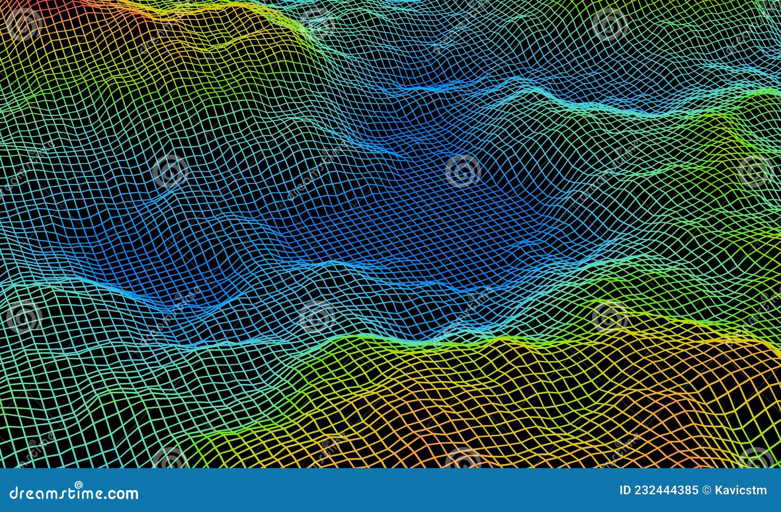 3D Gradient Topographic Grid Terrain Stock Illustration - Illustration ...