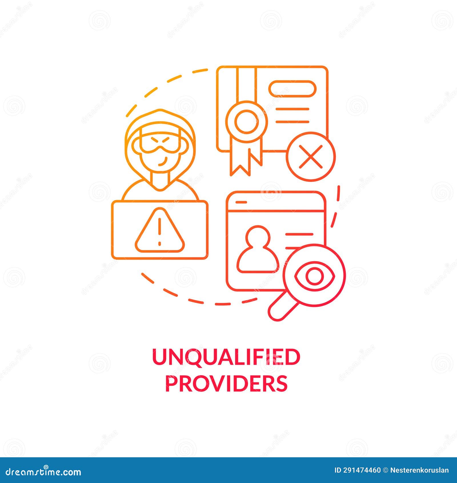 2D Gradient Unqualified Providers Linear Icon Concept Stock ...