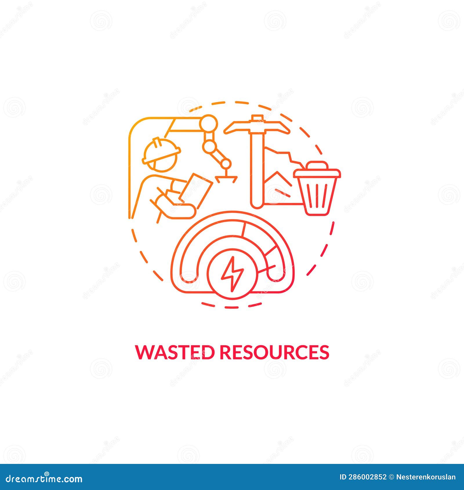 2D Gradient Wasted Resources Line Icon Concept Stock Vector ...