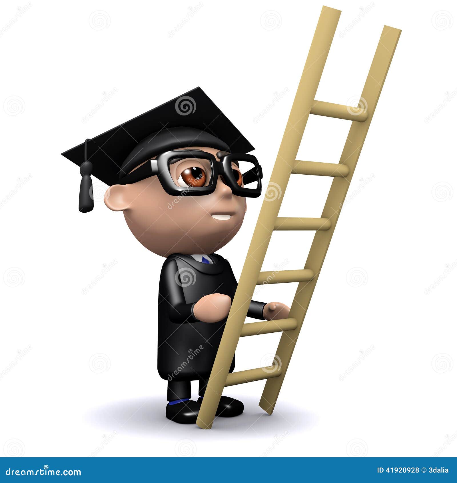 3d Graduate Climbs a Ladder Stock Illustration - Illustration of ...