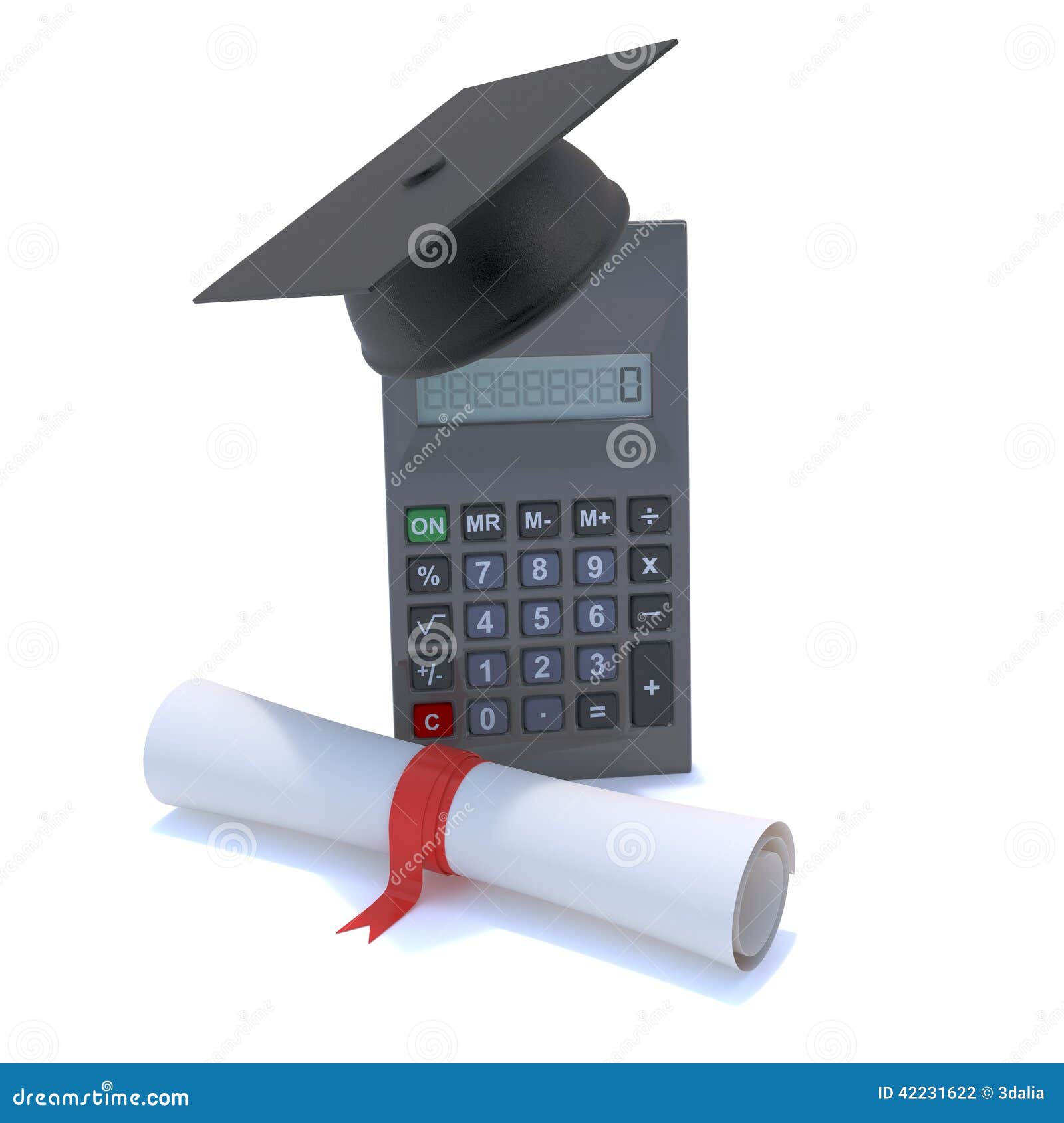 3d Graduation Calculator and Scroll Stock Illustration - Illustration ...