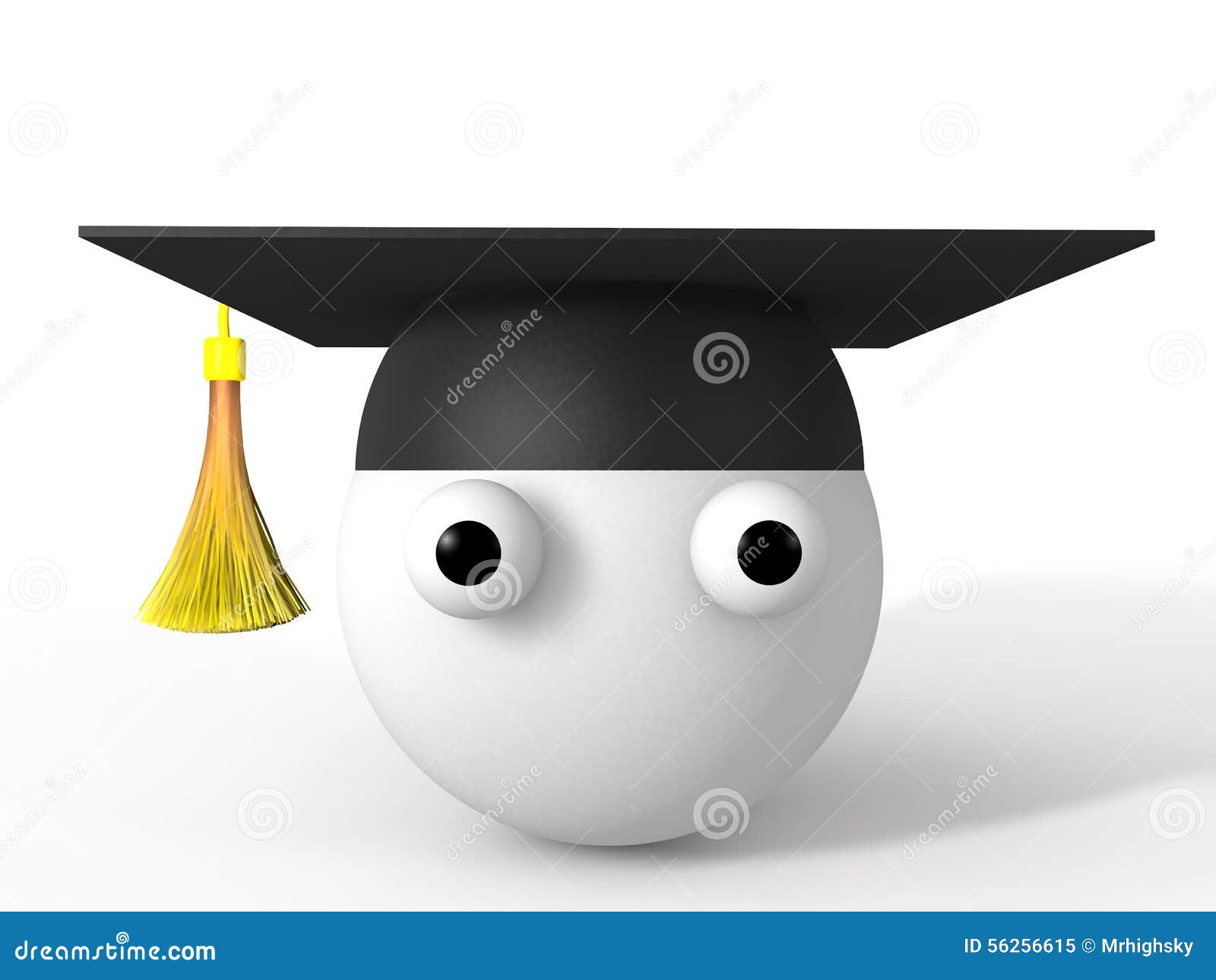 3d Graduation Hat and Cartoon Sphere Stock Illustration - Illustration ...