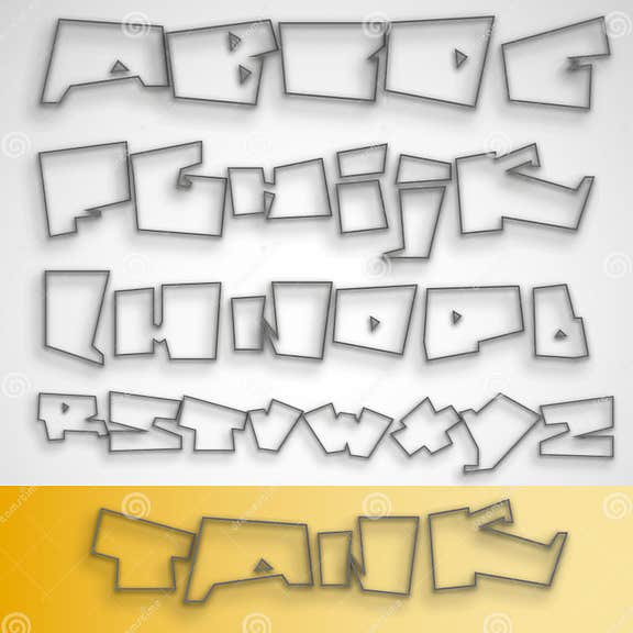 3D Graffiti font alphabet stock vector. Illustration of modern - 46713262
