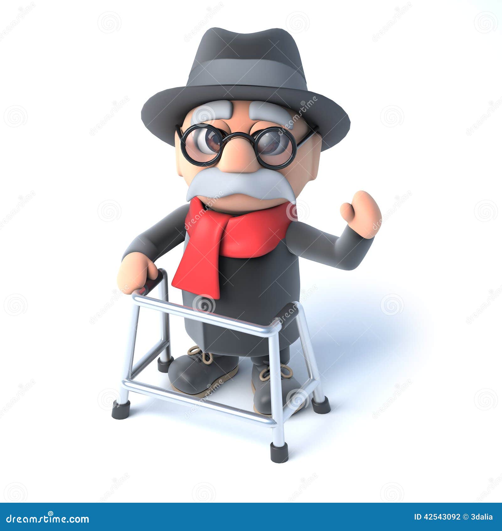 Old Man Walking With Zimmer Frame, Shaking Hands And Body, Unsteady ...