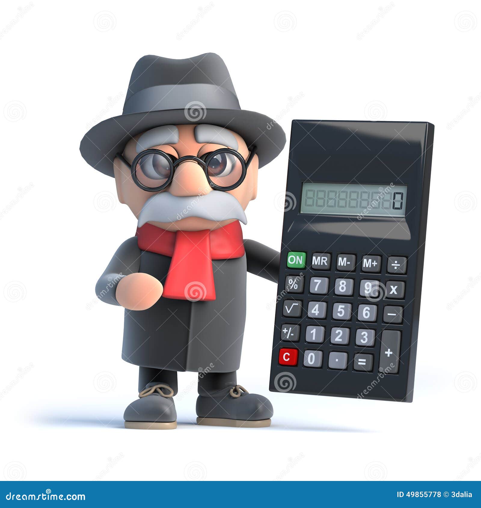 3d Granpa Holding a Calculator Stock Illustration - Illustration of ...