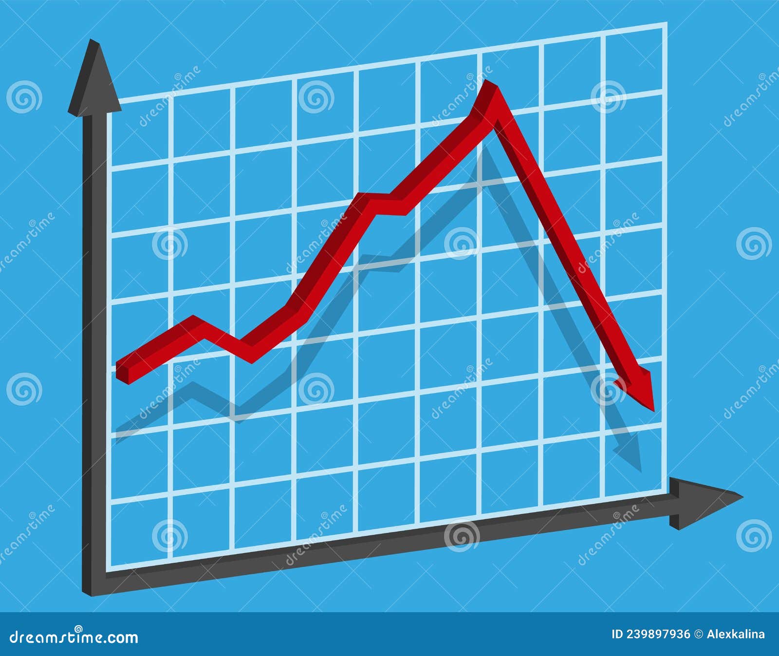 3d Graph with Decrease Report. Diagram with Recession and Bankruptcy Progress Stock Vector ...