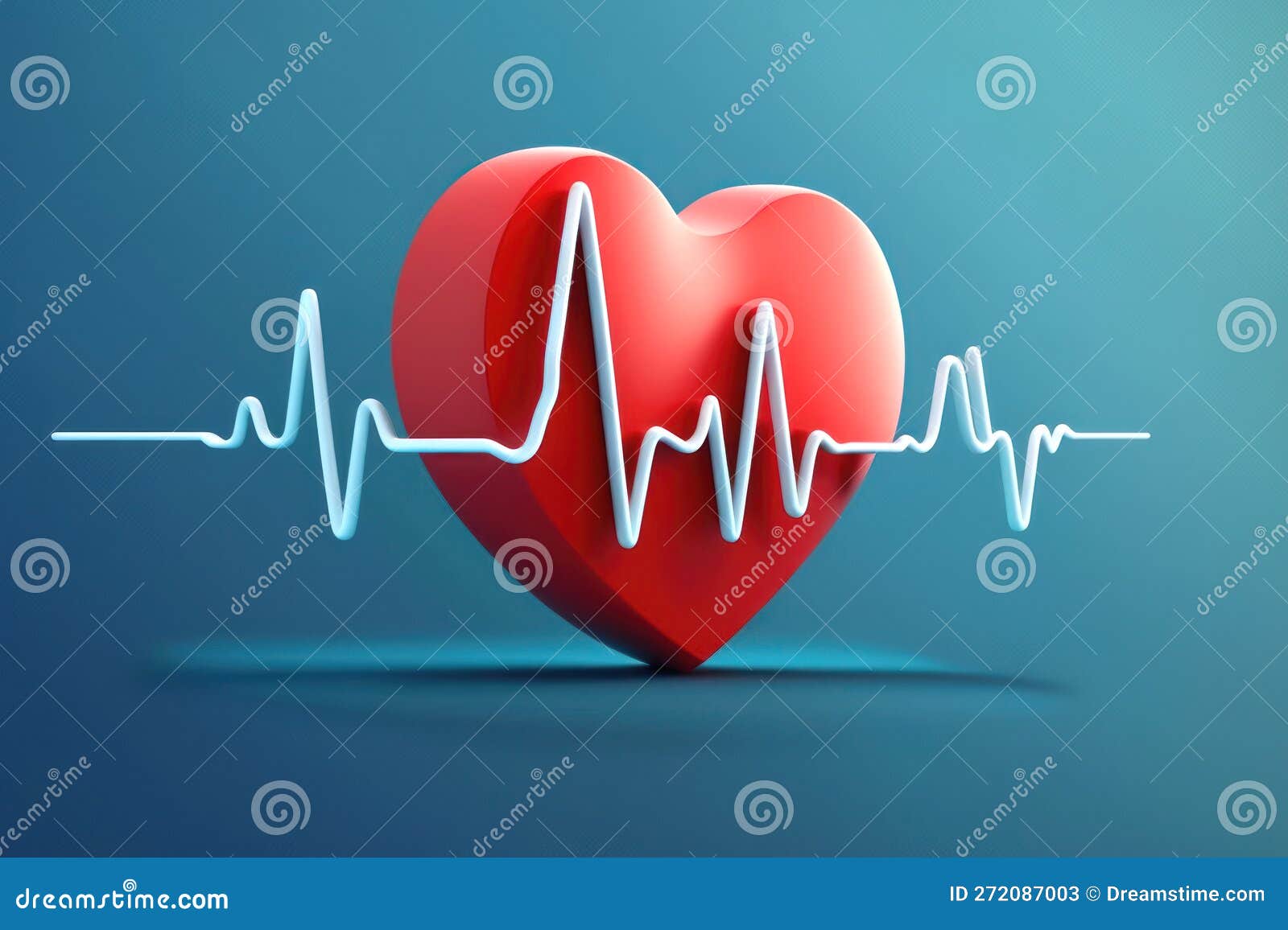 3D Graphic Cardiogram. Heart Pulse with Line Chart on Clear Background ...