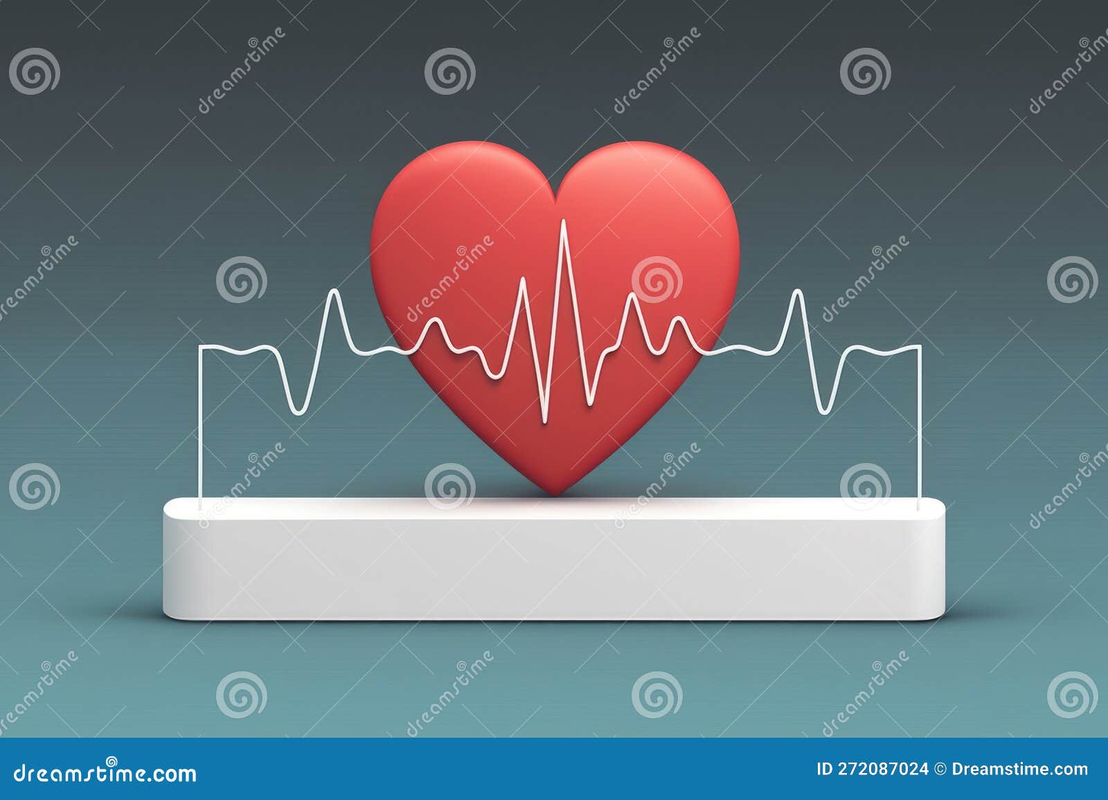 3D Graphic Cardiogram. Heart Pulse with Line Chart on Clear Background ...