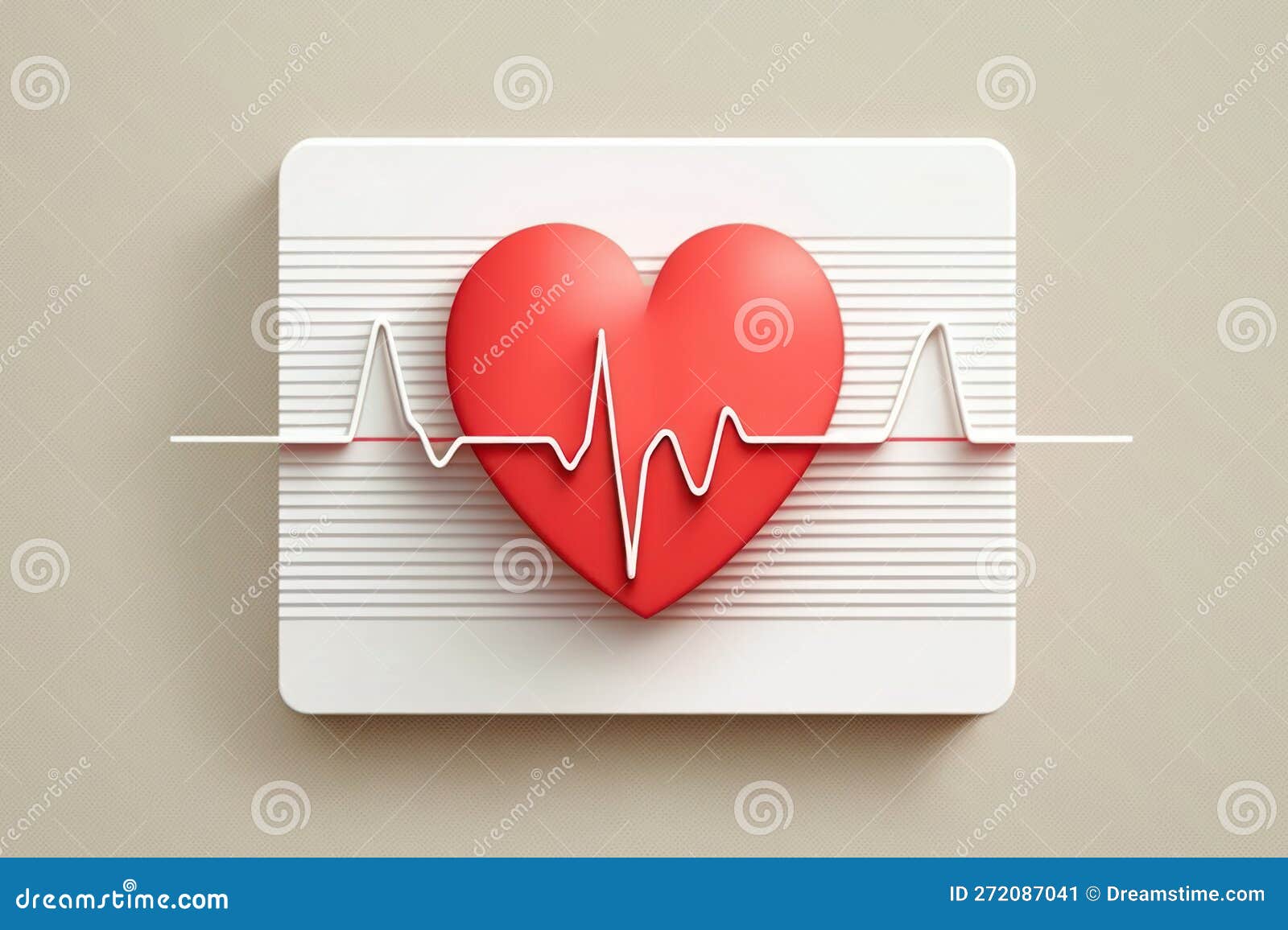 3D Graphic Cardiogram. Heart Pulse with Line Chart on Clear Background ...