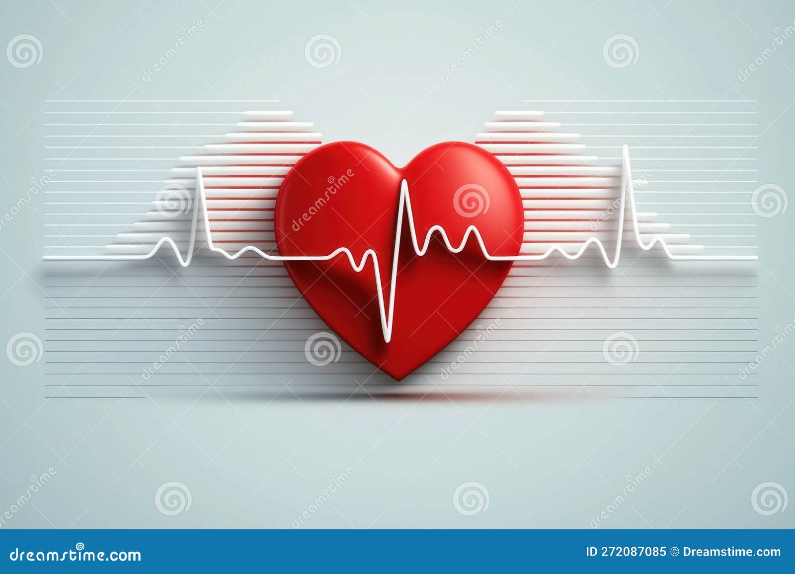 3D Graphic Cardiogram. Heart Pulse with Line Chart on Clear Background ...
