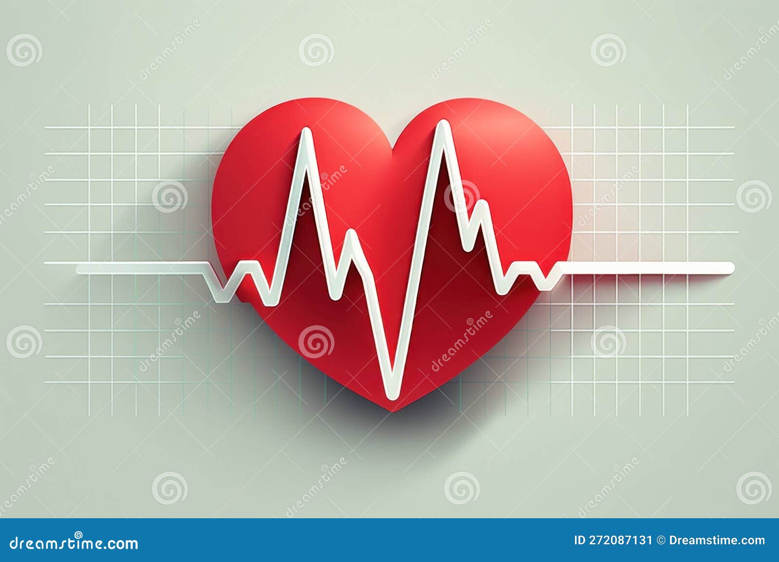 3D Graphic Cardiogram. Heart Pulse with Line Chart on Clear Background ...