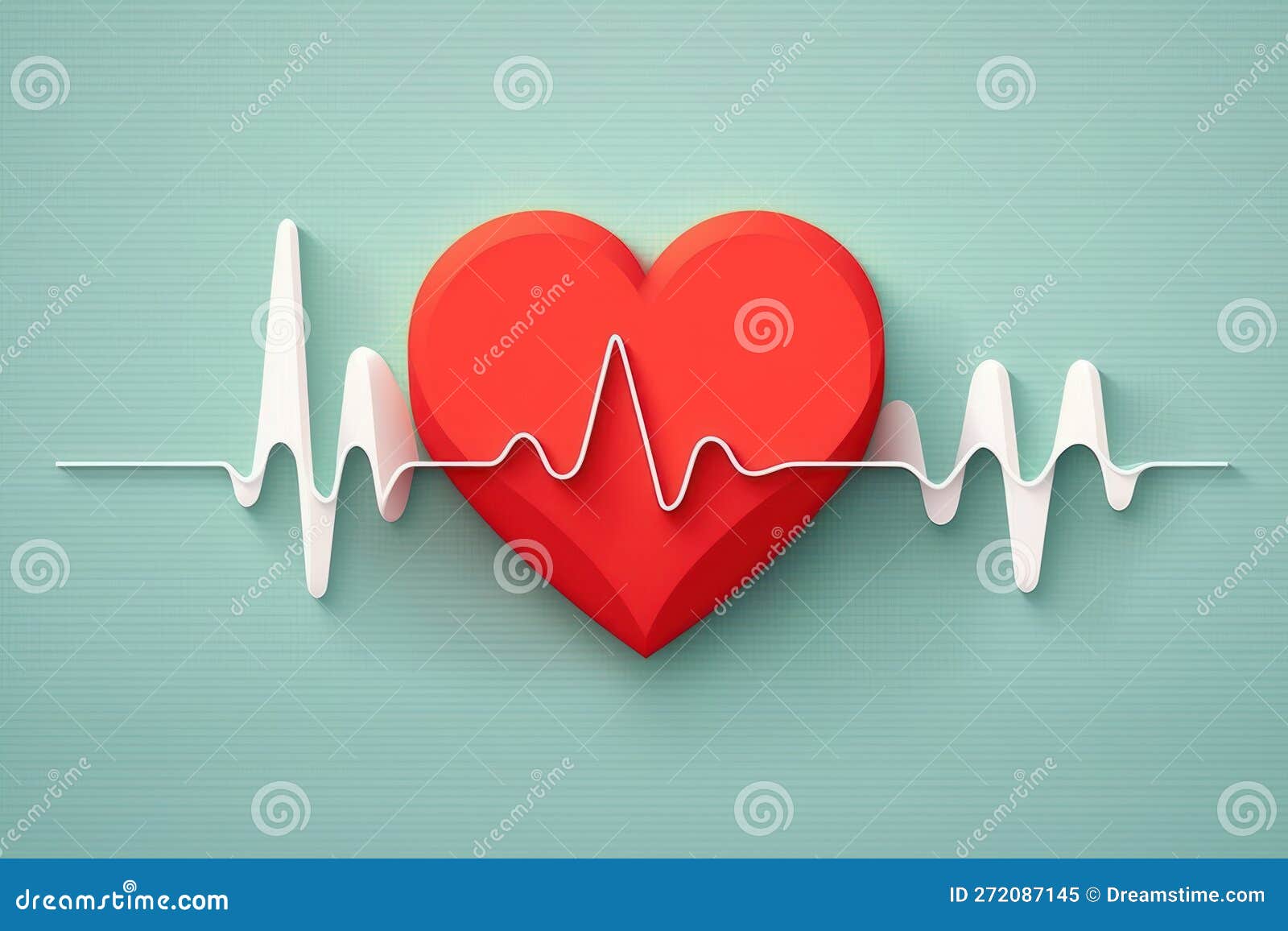 3D Graphic Cardiogram. Heart Pulse with Line Chart on Clear Background ...