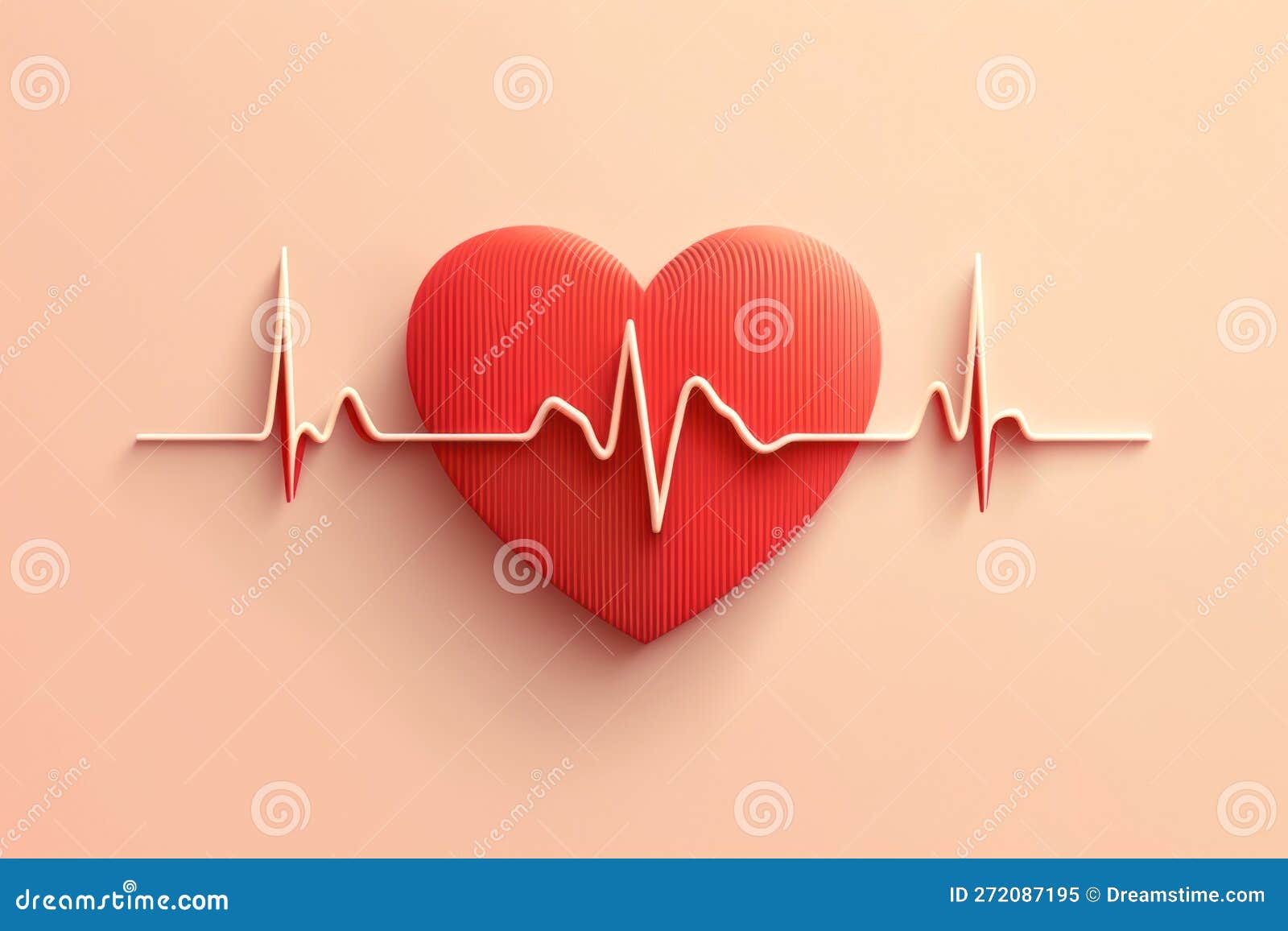 3D Graphic Cardiogram. Heart Pulse with Line Chart on Clear Background ...