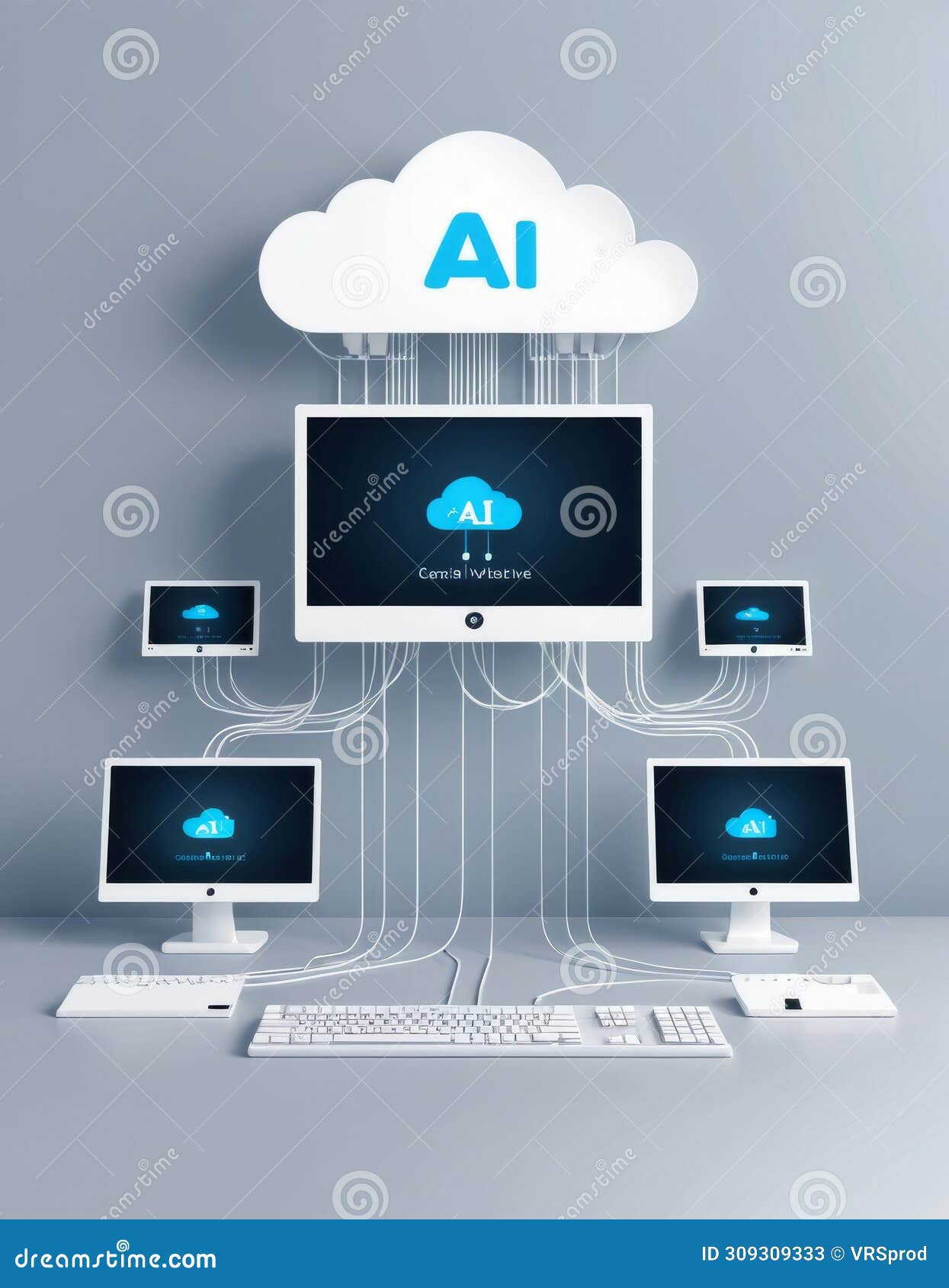 Artificial Intelligence Cloud Network Stock Illustration - Illustration ...