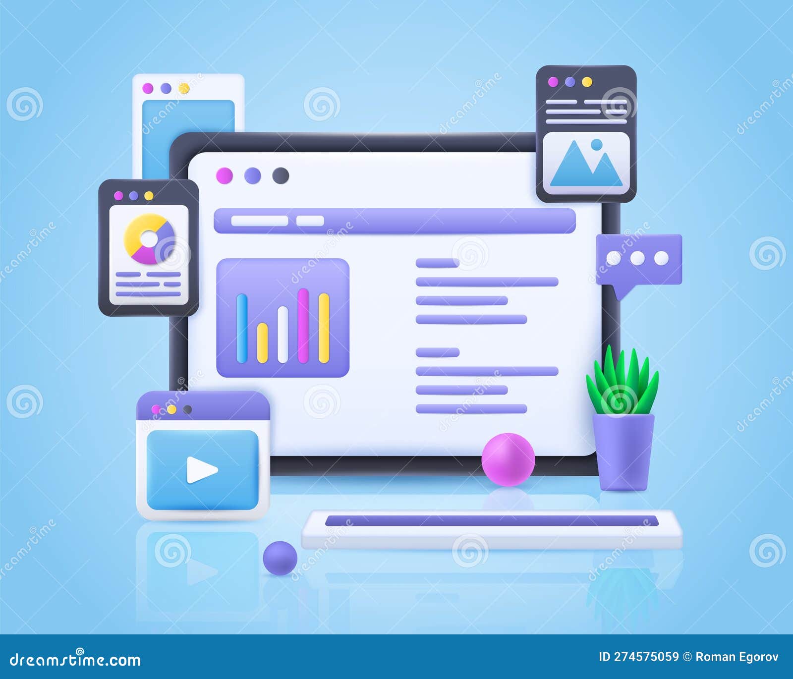 3d Graphic Ux Ui Design Internet Website Create Web Screen For Computer Developer Software