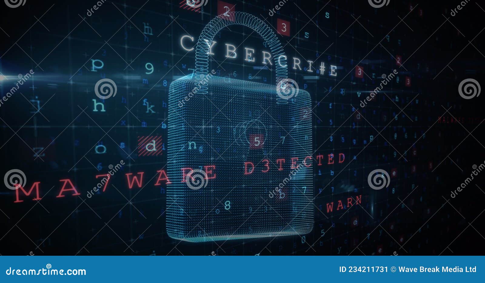 A 3d Graphic View of Cyber Security Lock that Has Cyber Crime Threats ...