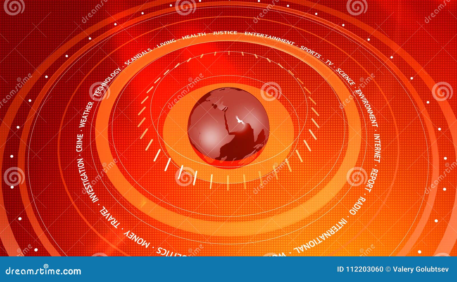 Graphical News Red Digital Background with Globe Stock Illustration ...